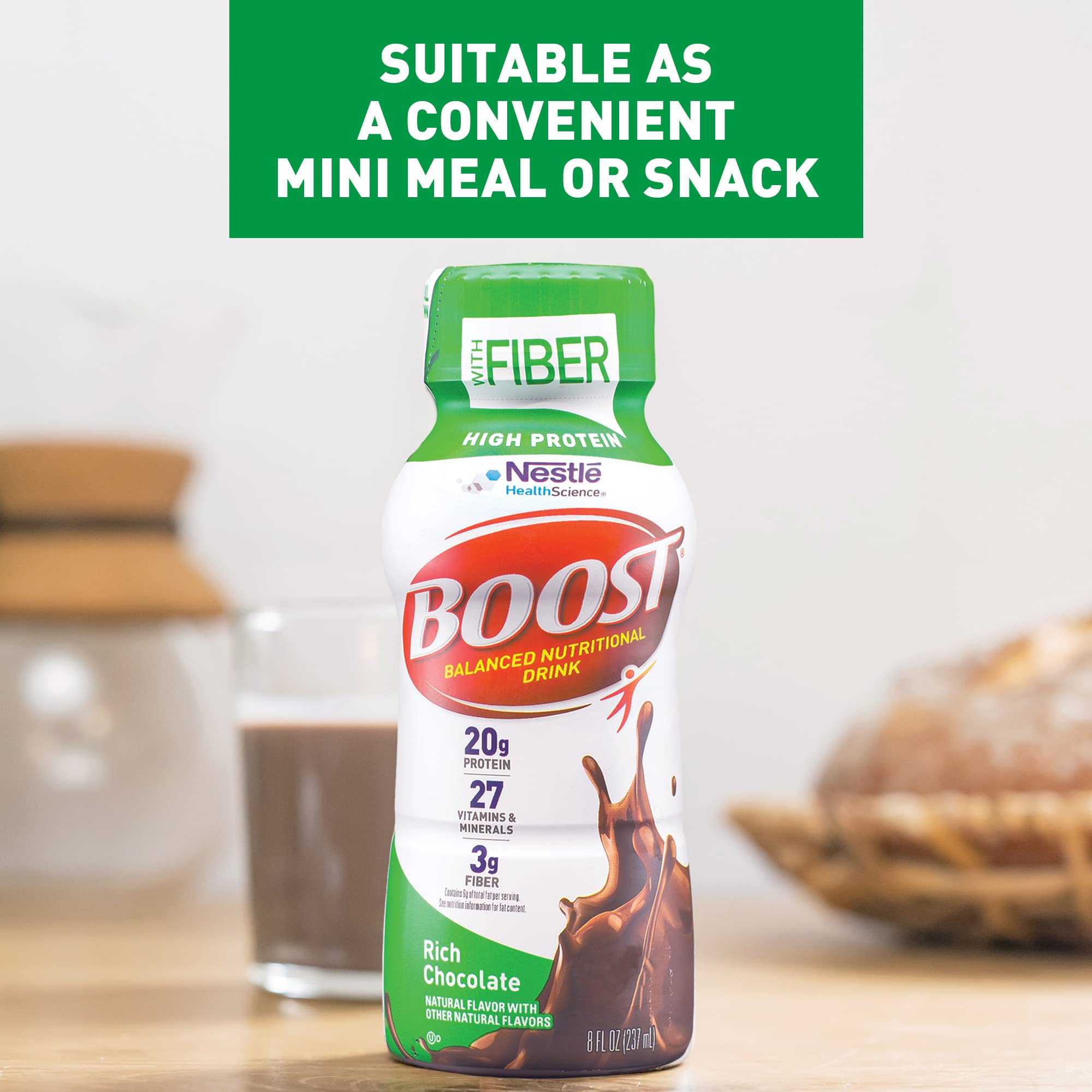 BOOST High Protein with Fiber Complete Nutritional Drink, Rich ...