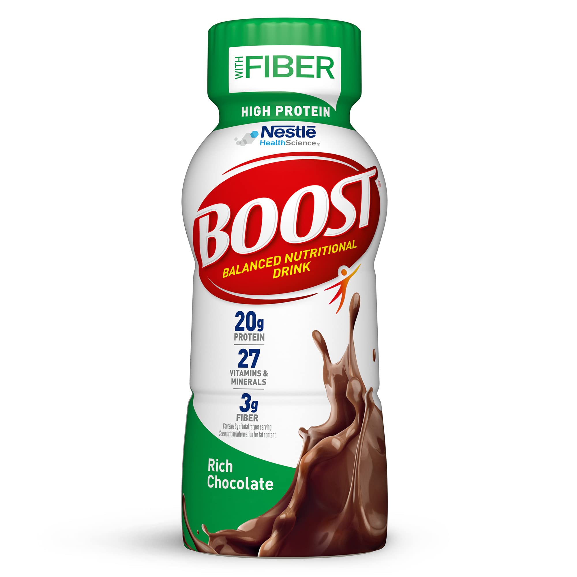 BOOST High Protein with Fiber Complete Nutritional Drink, Rich ...