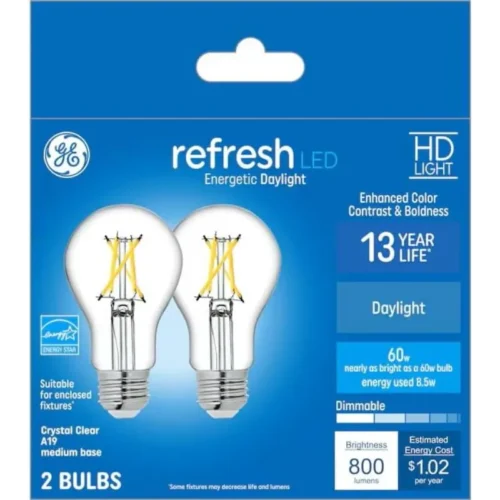GE Refresh 60 Watt Equivalent A19 Daylight Dimmable LED Light Bulb 800 ...